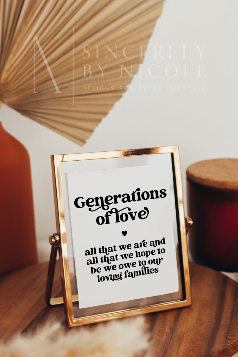 Generations of Love Sign Template, Retro Wedding Sign Generations of ...