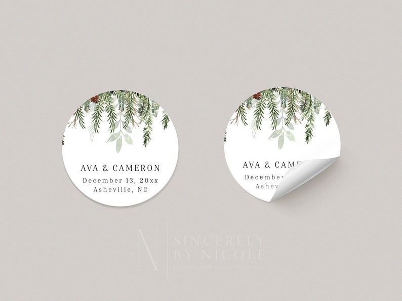 Wedding Favor Sticker Editable Printable Watercolor Greenery - Etsy