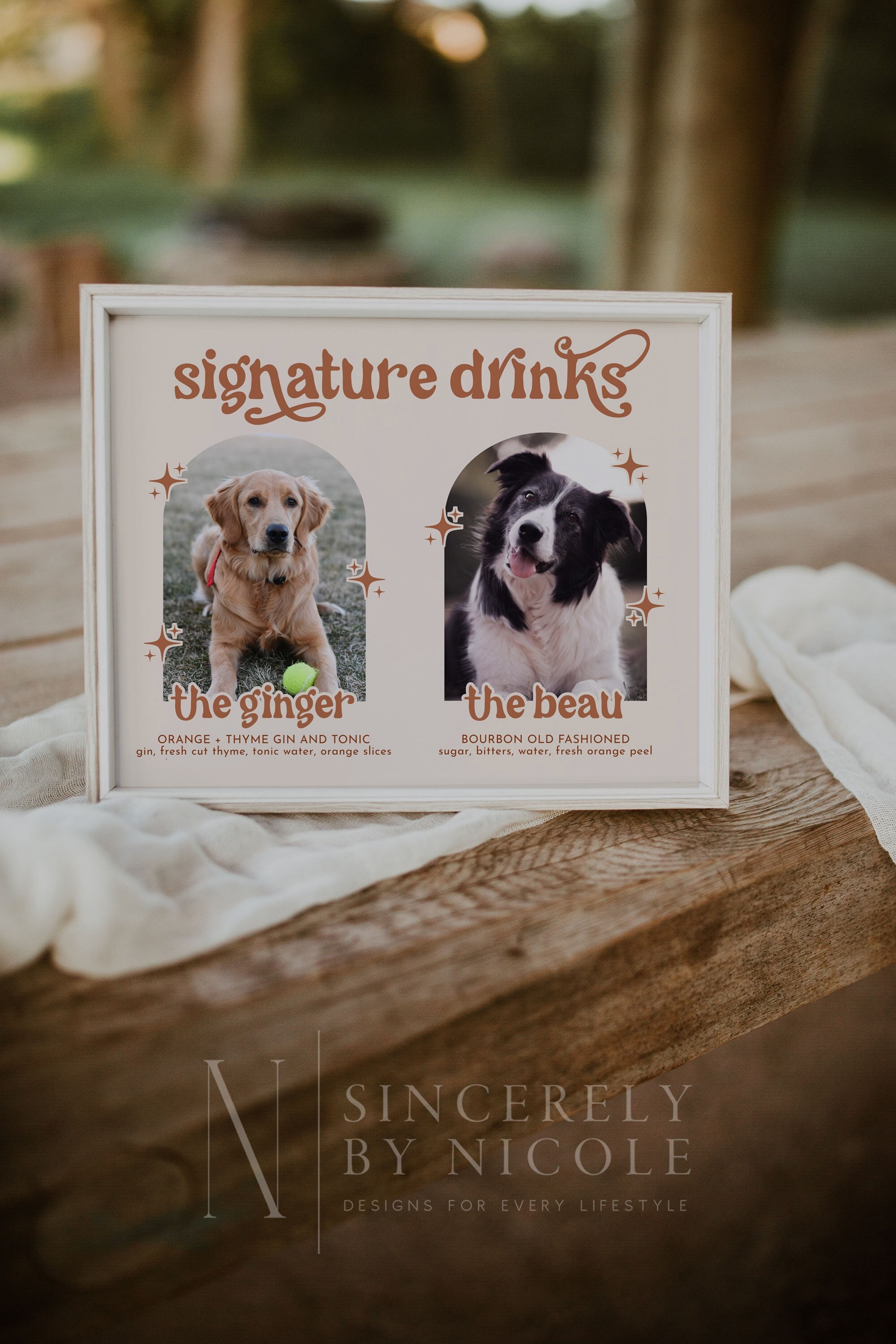 Retro Signature Drink Pet Sign Template, Pet Signature Cocktail Sign ...