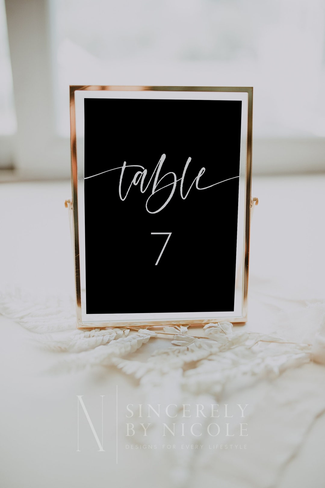 Black Table Number Template, Modern Calligraphy Table Numbers Editable ...