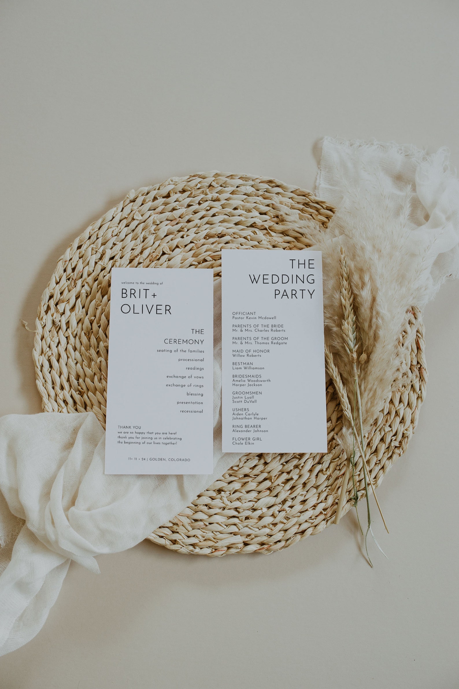 Minimalist Wedding Program Template Wedding Program Modern - Etsy