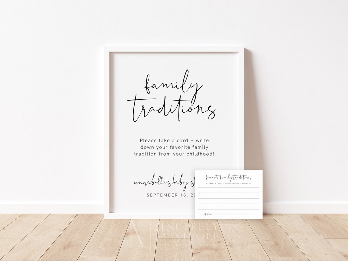 Family Traditions Card Family Traditions Baby Shower Sign - Etsy