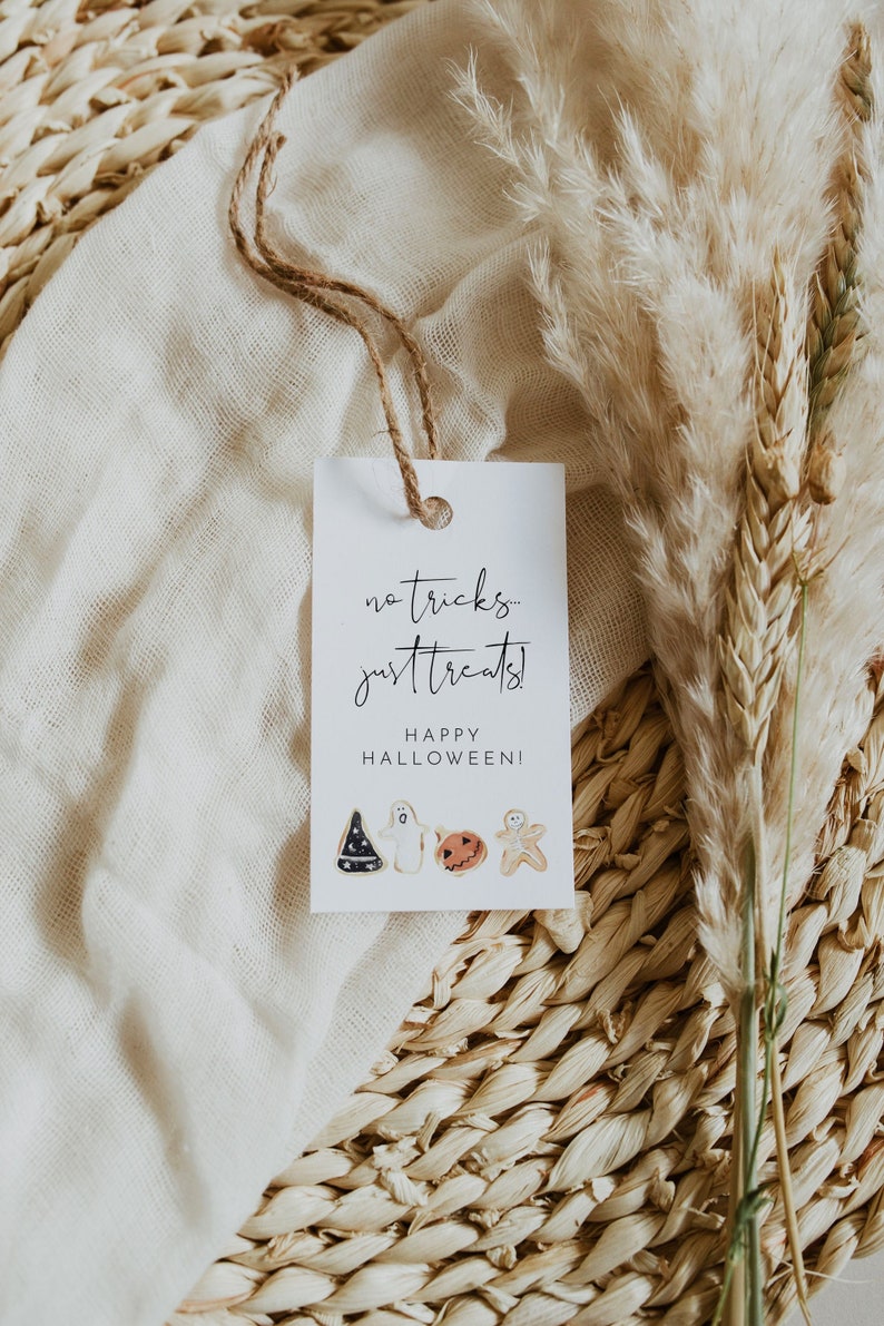 No Tricks Just Treats, Halloween Gift Tag, Printable Halloween Treat ...