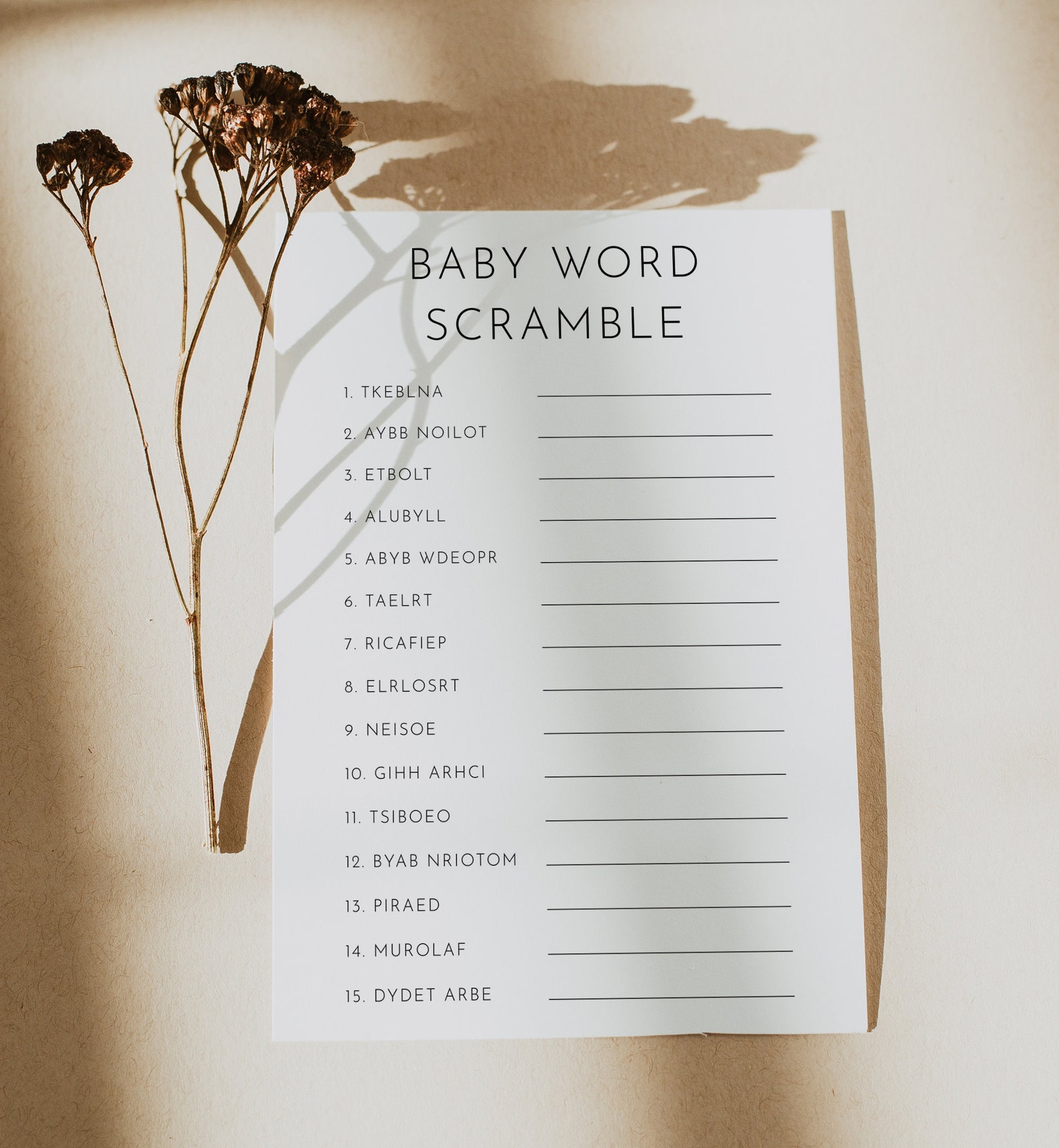 Baby Word Scramble Baby Shower Game Printable Baby Shower - Etsy