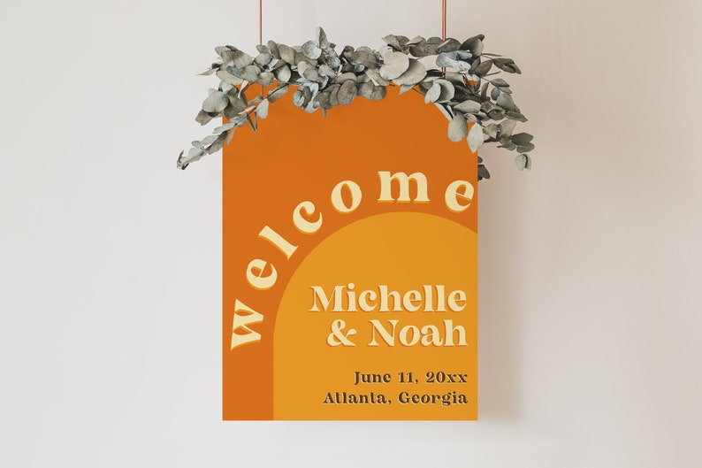 70's Welcome Sign Template Retro Welcome Sign Editable - Etsy
