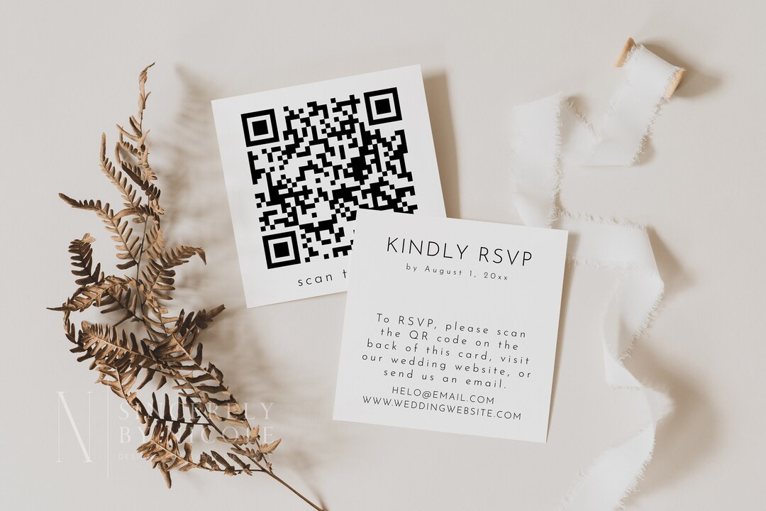 QR Code Response Card, Editable Printable Modern RSVP Template, QR Code ...