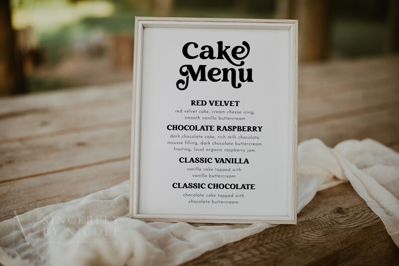 Cake Flavors Sign Cake Menu Sign Template Dessert Bar Sign - Etsy