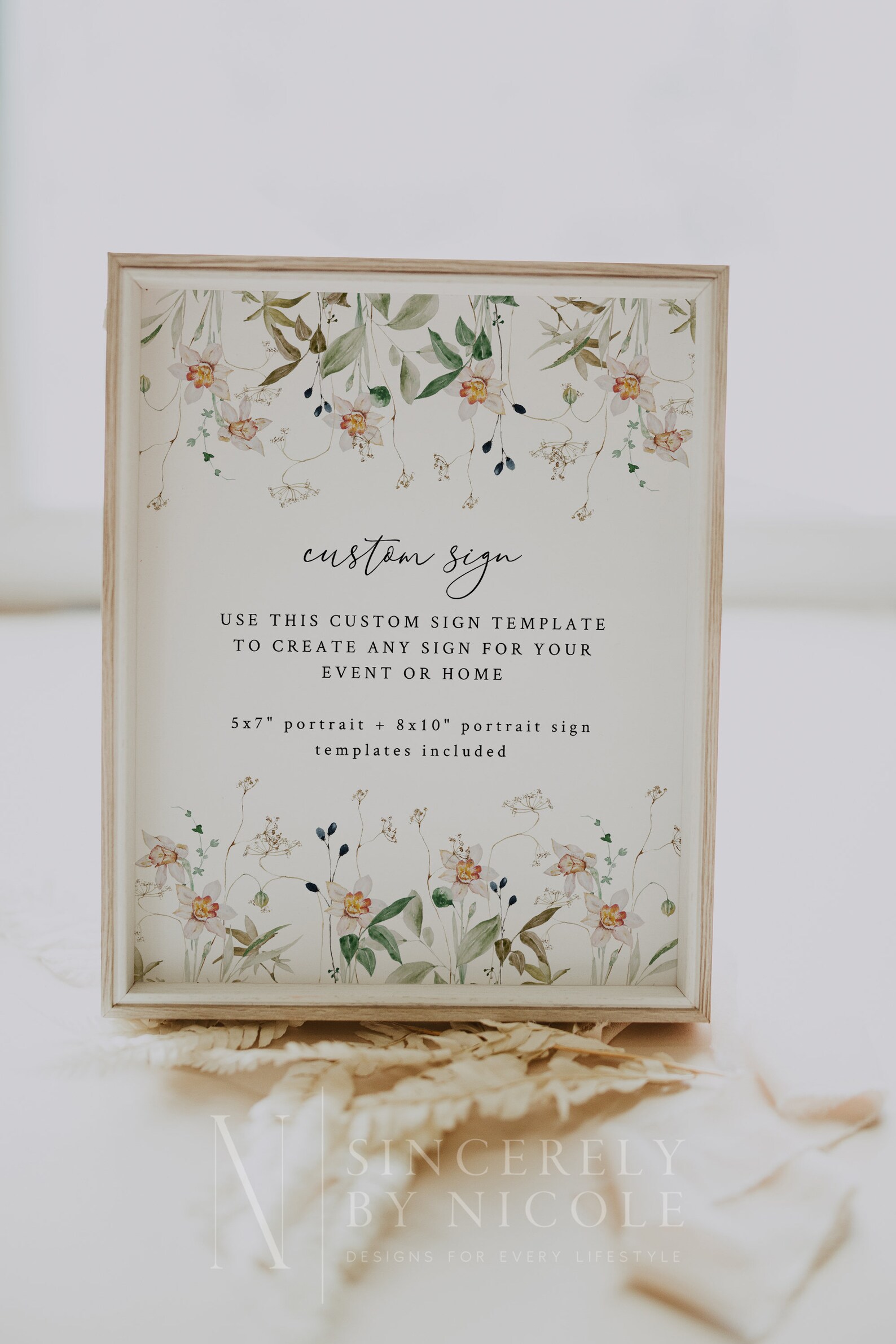 Editable Floral Sign Printable, Boho Custom Sign, Wildflower Sign ...