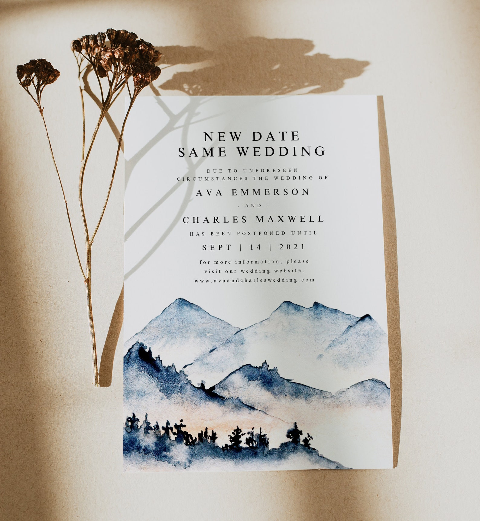 Ava New Date Same Wedding Template Wedding Postponed - Etsy