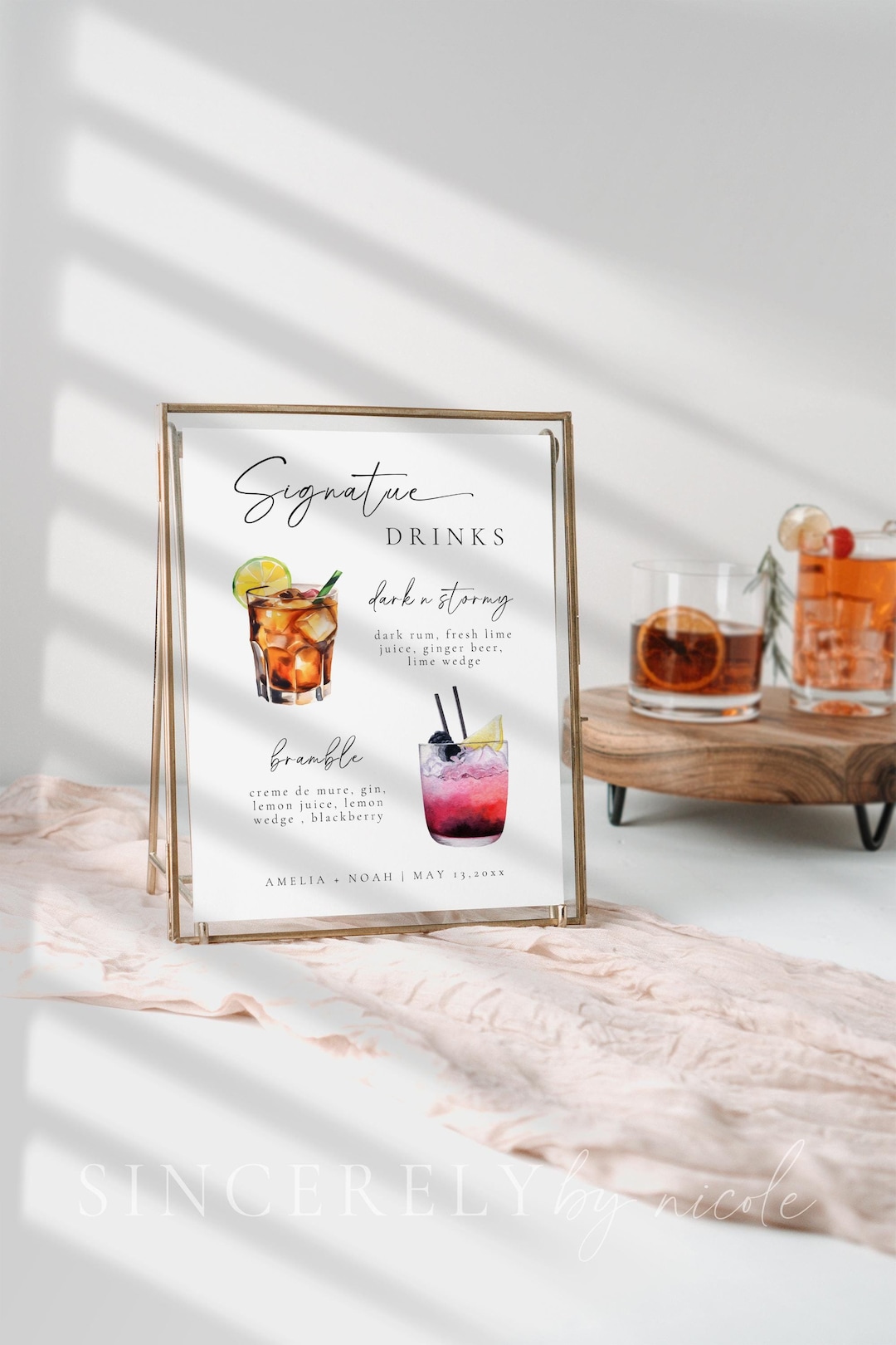 Signature Drink Sign, Signature Cocktail Sign, Modern Editable Drink ...