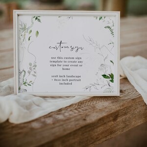 Fully Editable Greenery Sign Template, Editable Greenery Signs ...