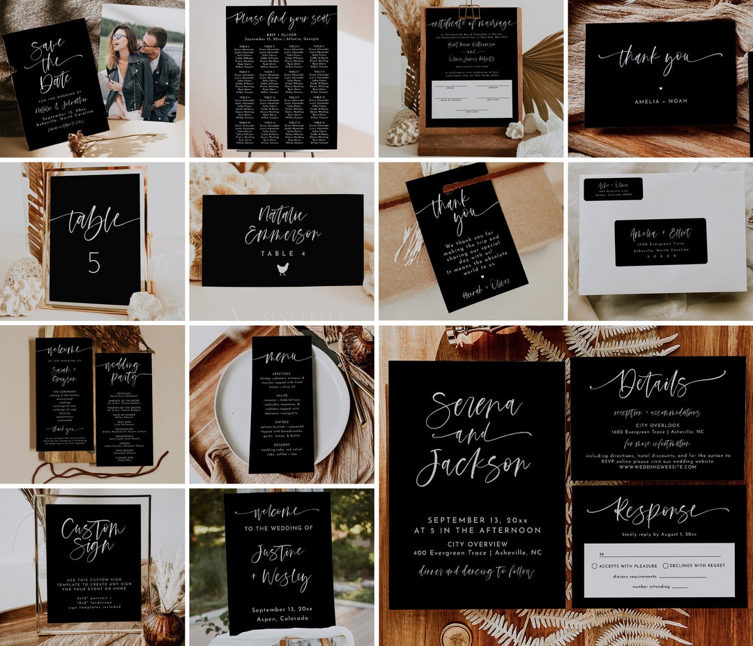 Modern Wedding Template Bundle, Wedding Reception Bundle Template, Day ...