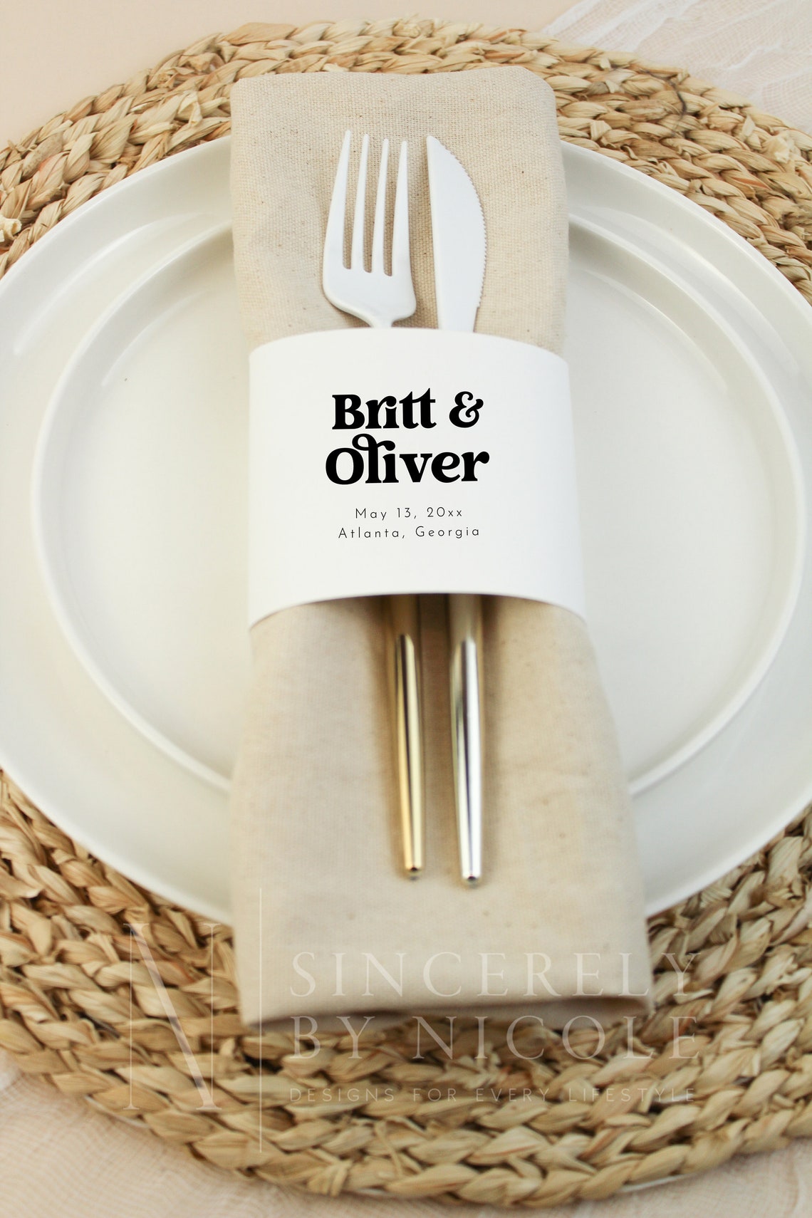 Wedding Napkin Wrap, Wedding Napkin Ring Template,printable Napkin Ring ...