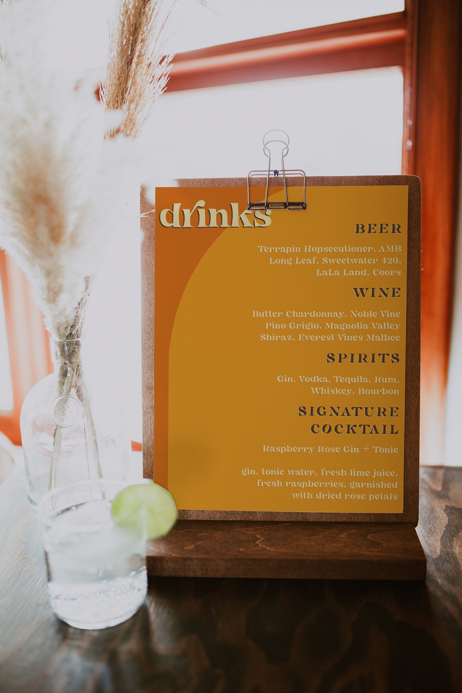Retro 70s Bar Menu Sign, Wedding Bar Menu Sign Printable, 8x10" Retro ...