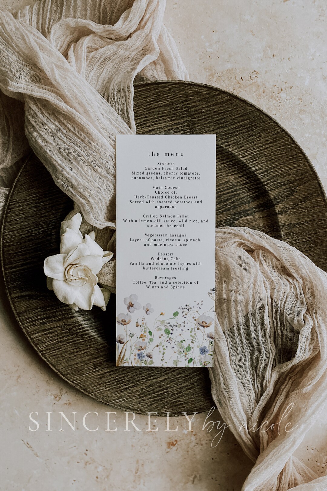Wildflower Menu Template, Boho Wildflower Menu, Printable Wedding ...
