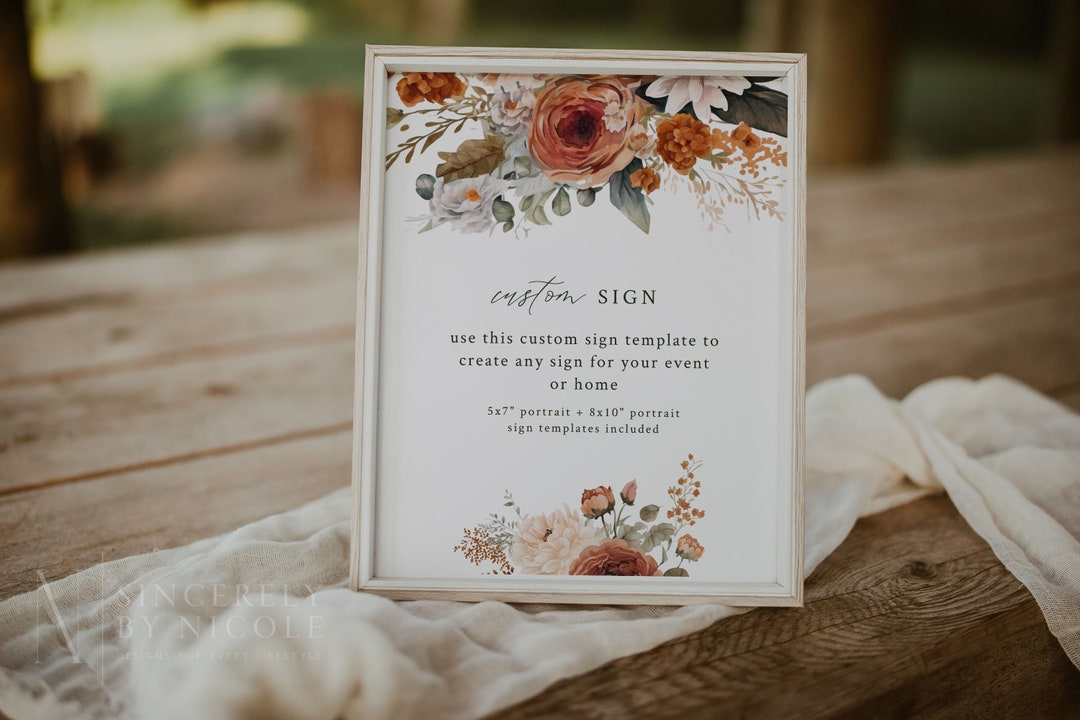 Boho Floral Custom Sign Template, Sage Terracotta Wedding Signage, Boho ...