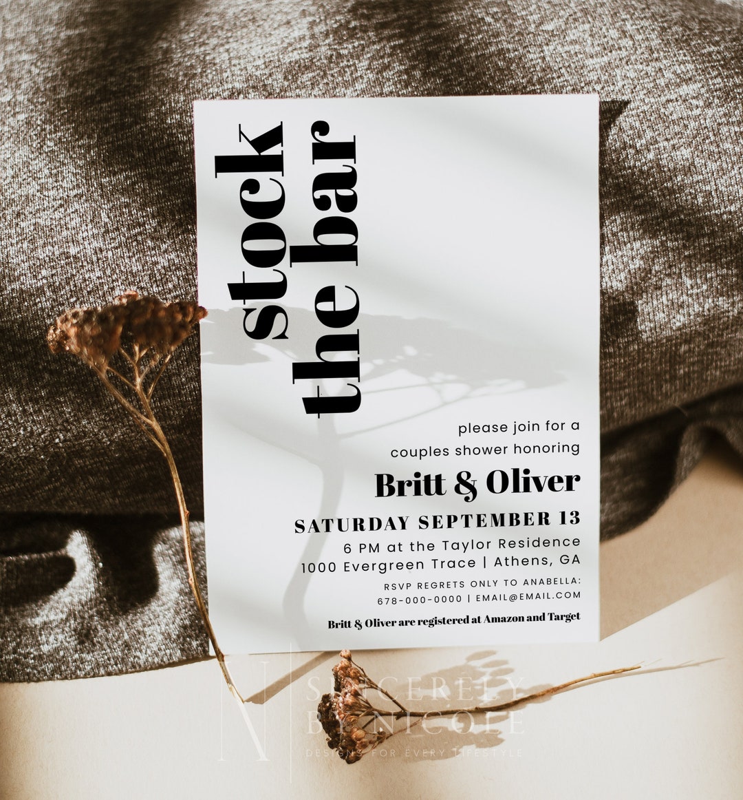 Stock the Bar Couples Shower Template, Bar Wedding Shower Invitation ...
