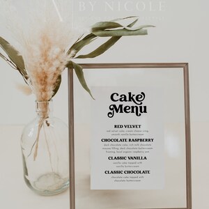 Cake Flavors Sign, Cake Menu Sign Template, Dessert Bar Sign, Minimal ...