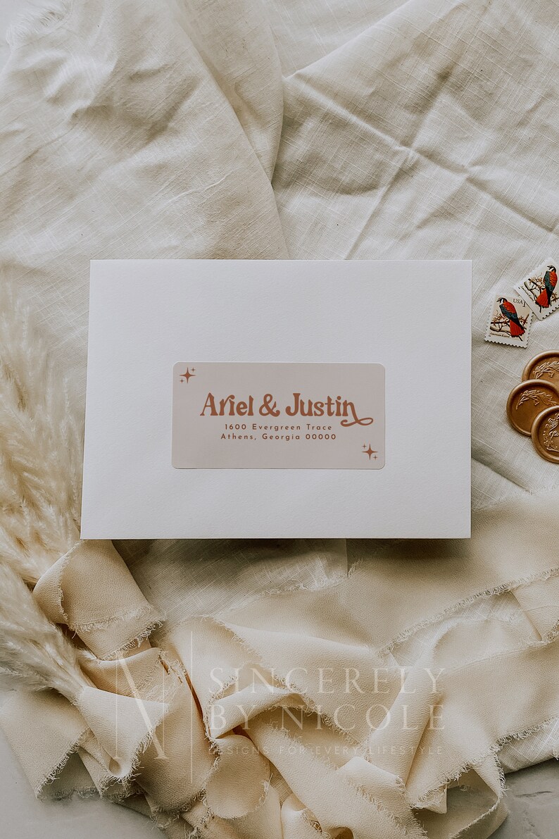 Groovy 70's Address Label Template Editable Recipient - Etsy