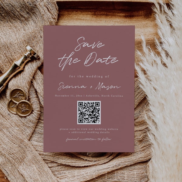 Wedding Save the Date With Qr Code - Etsy