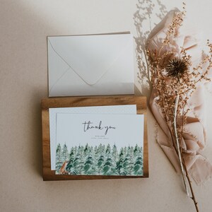 Teddy Woodland Thank You Card, Fox Card Printable, Editable Woodland ...