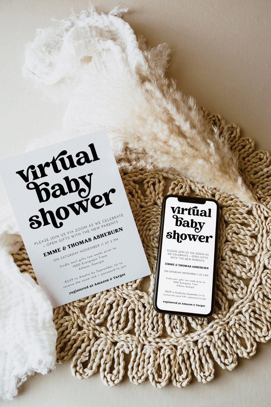 Virtual Baby Shower Invitation, Editable Template Instant Download ...
