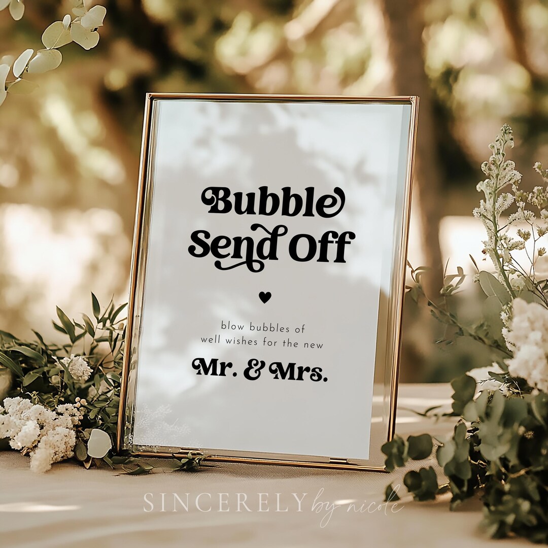 Bubble Send off Sign, Bubble Send off Sign Printable, Modern Minimalist ...
