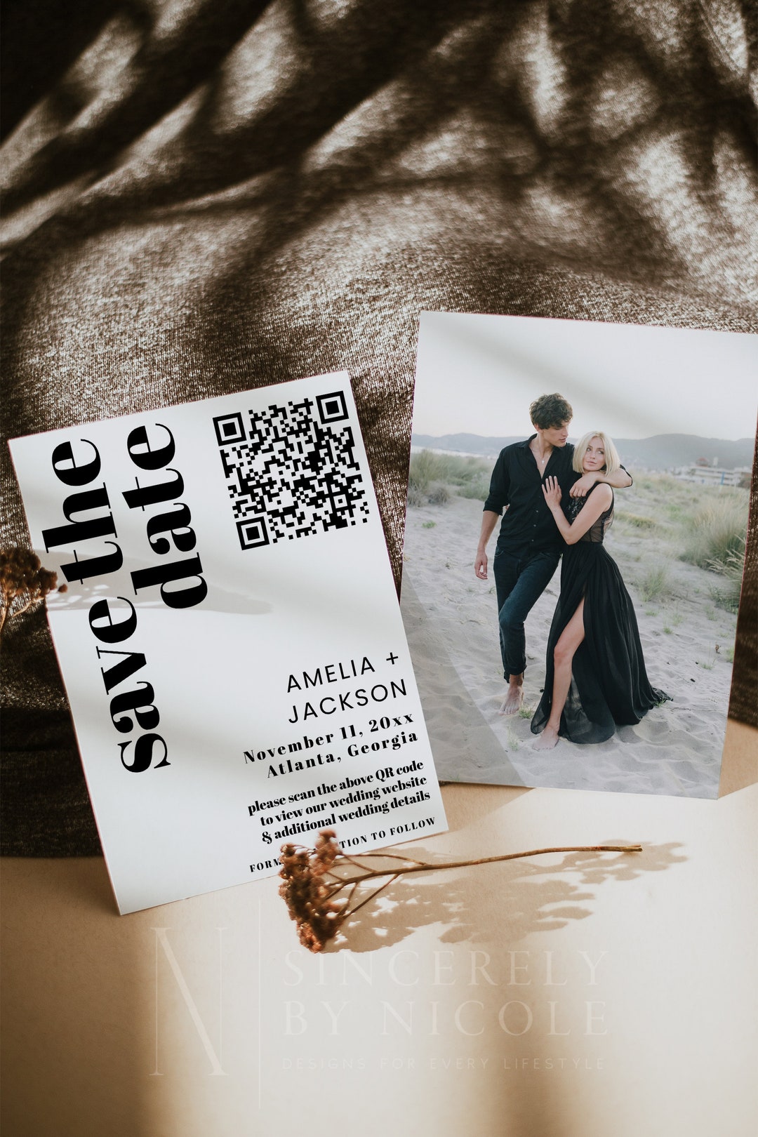 Qr Code Save the Date Template With Picture, Photo Qr Code Save the ...