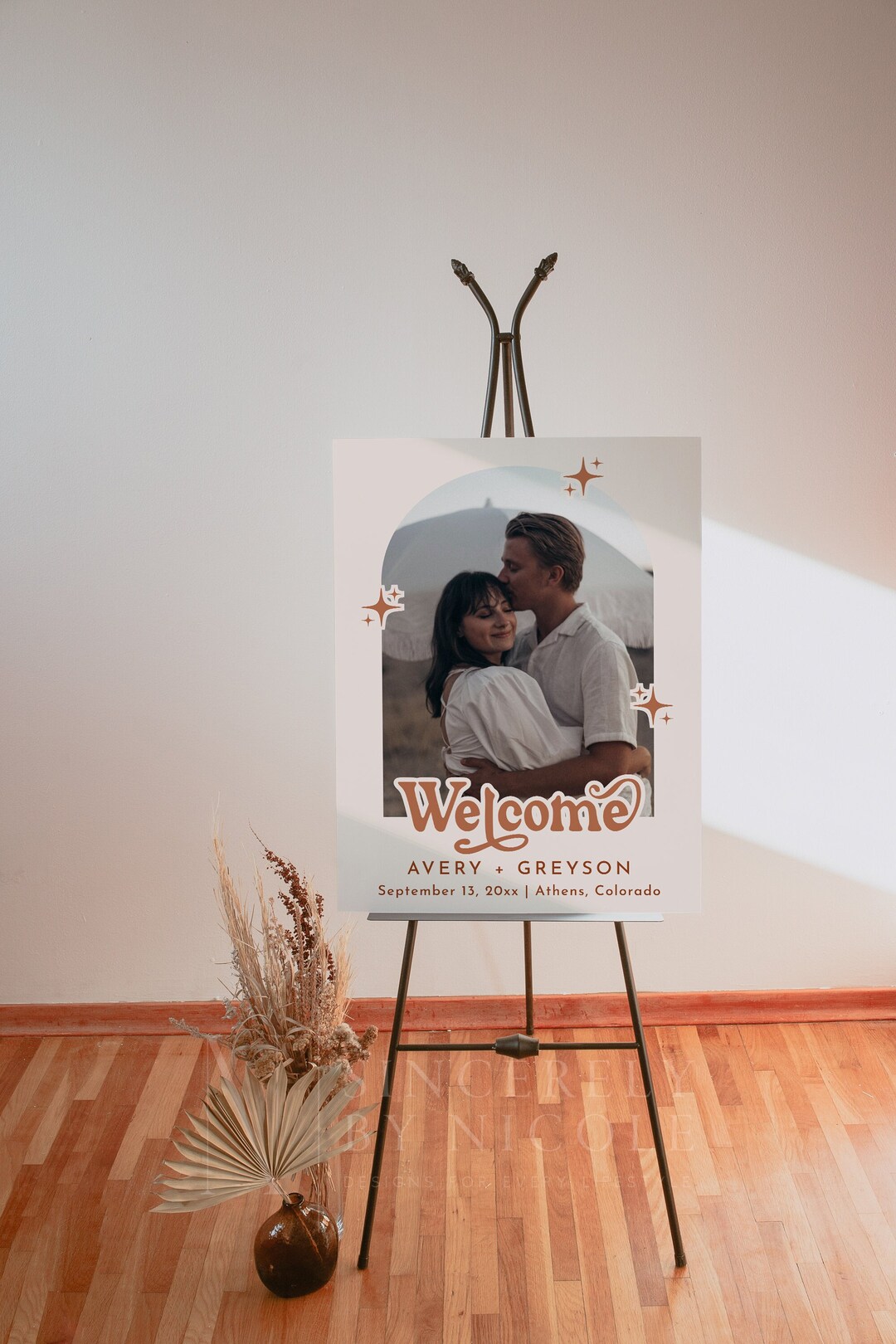 Retro Wedding Welcome Sign, Photo Wedding Welcome Sign Template, Arch ...