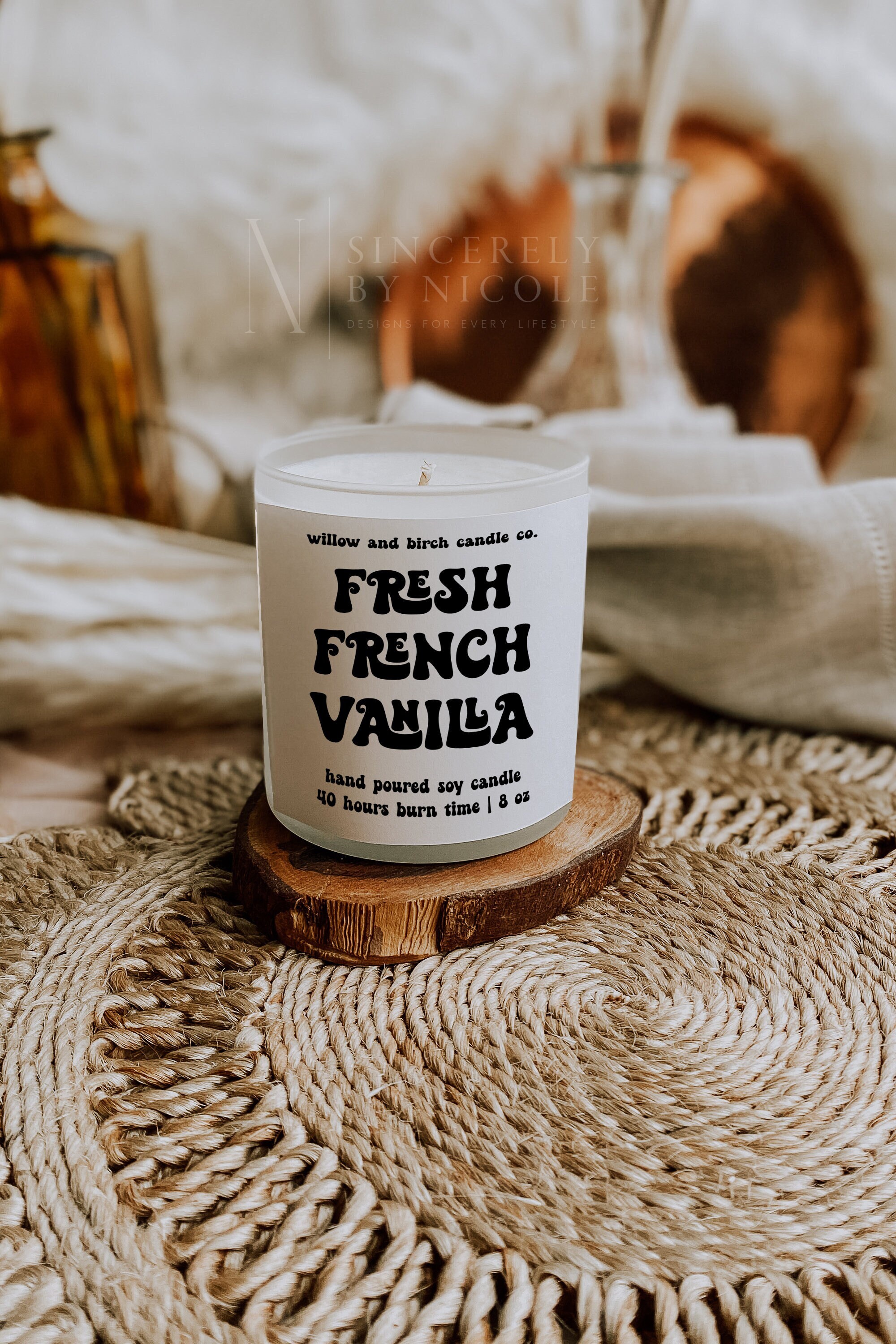 Amy Retro Candle Label Template Editable Printable 70s Boho | Etsy