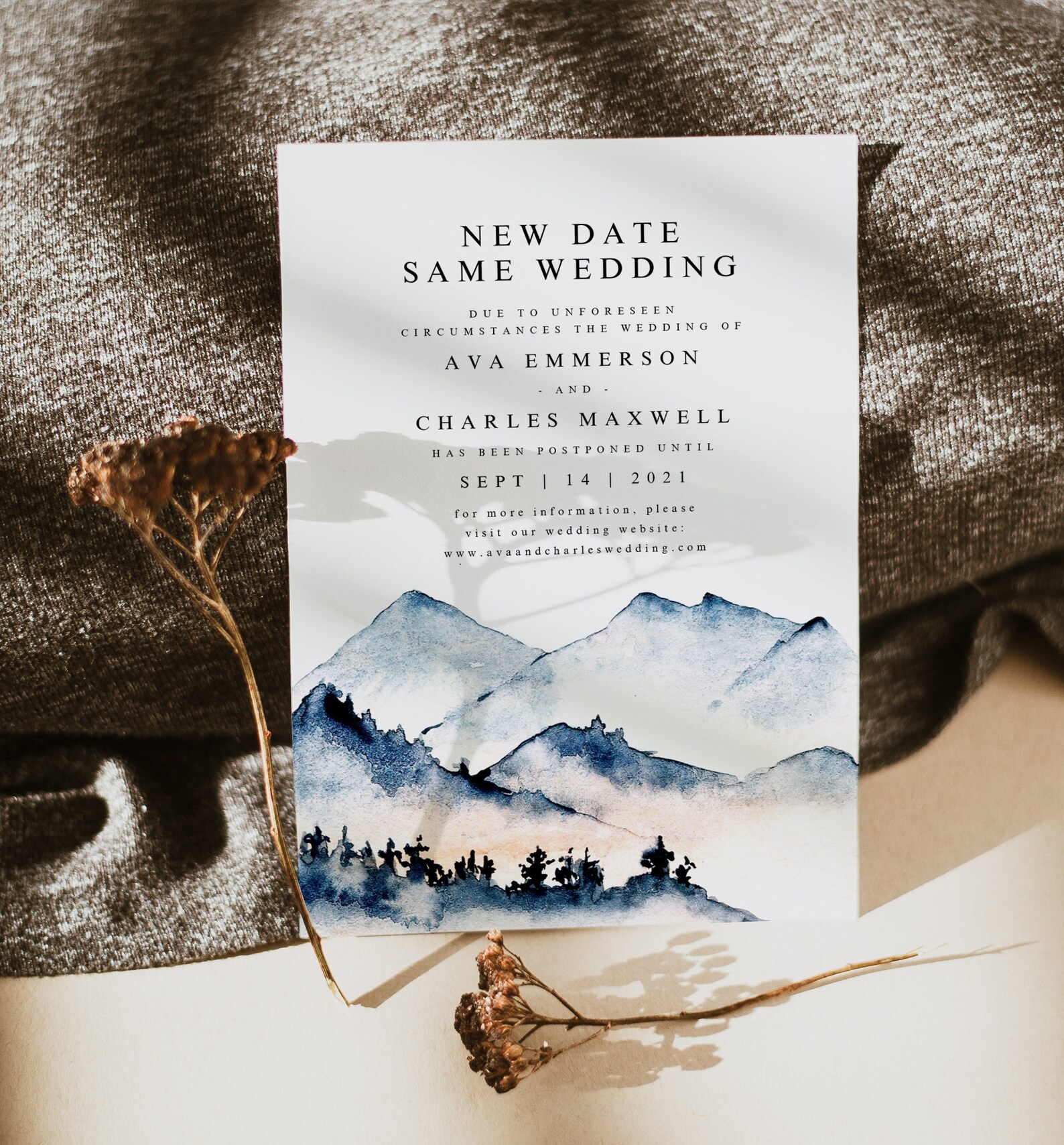 Ava New Date Same Wedding Template Wedding Postponed - Etsy