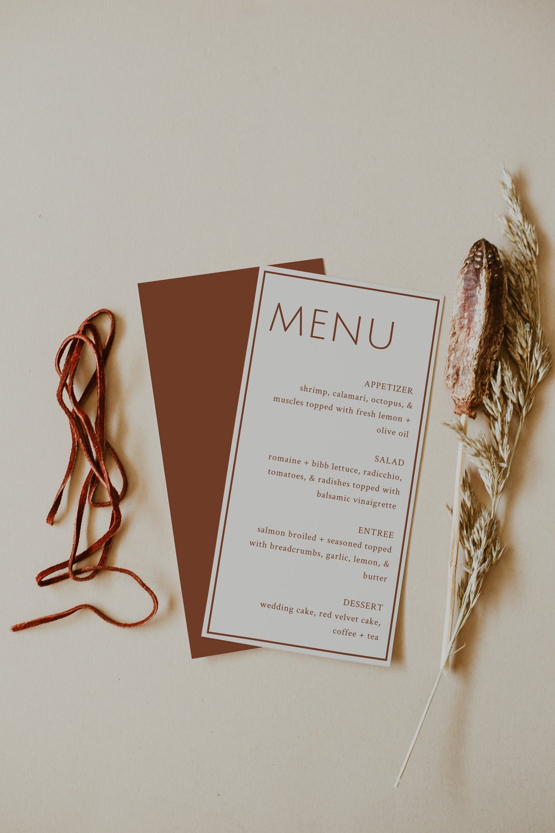 Terracotta Menu Template Burnt Orange Menu Editable - Etsy