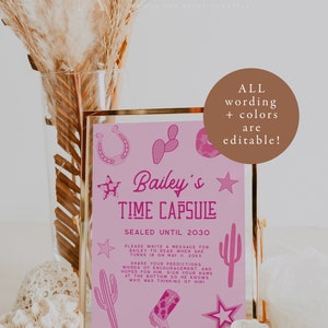 First Rodeo Time Capsule Template, Western Birthday Time Capsule, Time ...