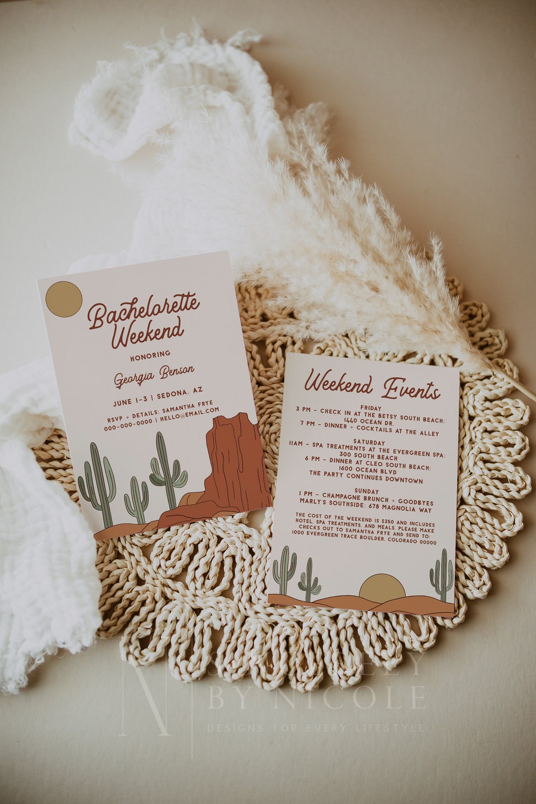 Desert Bachelorette Invitation Itinerary, Desert Bachelorette, Cactus ...