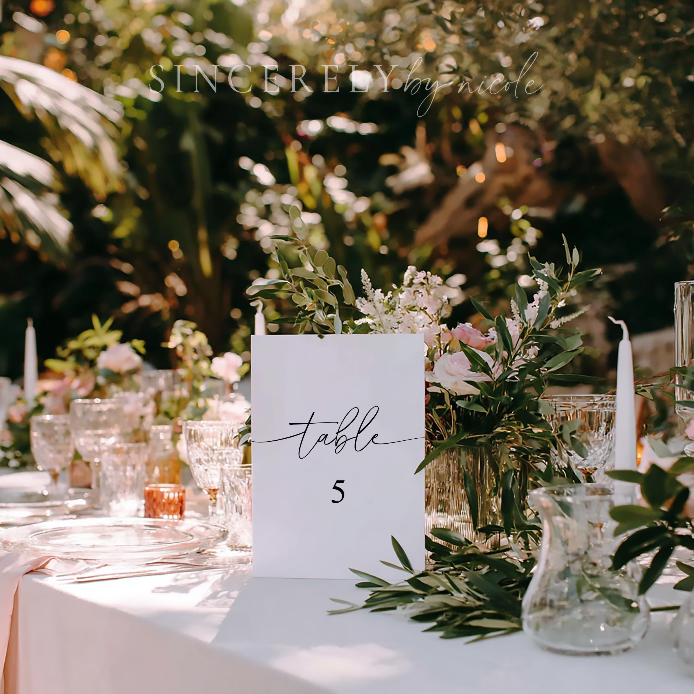 PRINTED & SHIPPED Minimalist Wedding Table Numbers, Modern Script Table ...