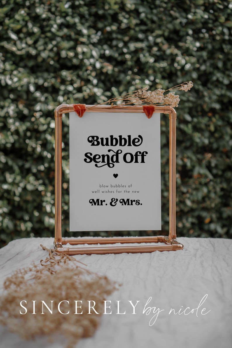 Bubble Send off Sign, Bubble Send off Sign Printable, Modern Minimalist ...