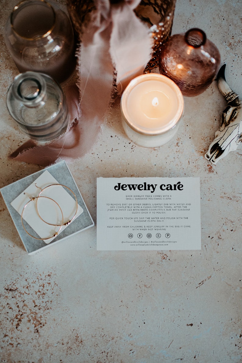 Jewelry Care Card Printable Care Card Small Business Care - Etsy