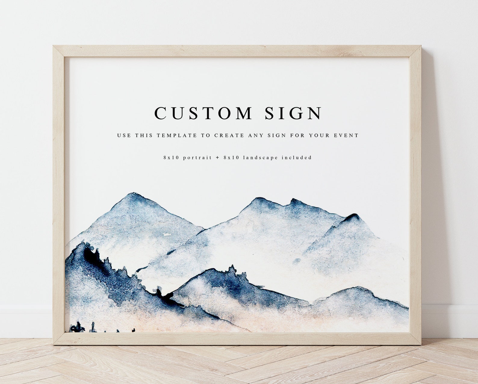 Mountain Sign Template Watercolor Mountain Decor Mountain - Etsy