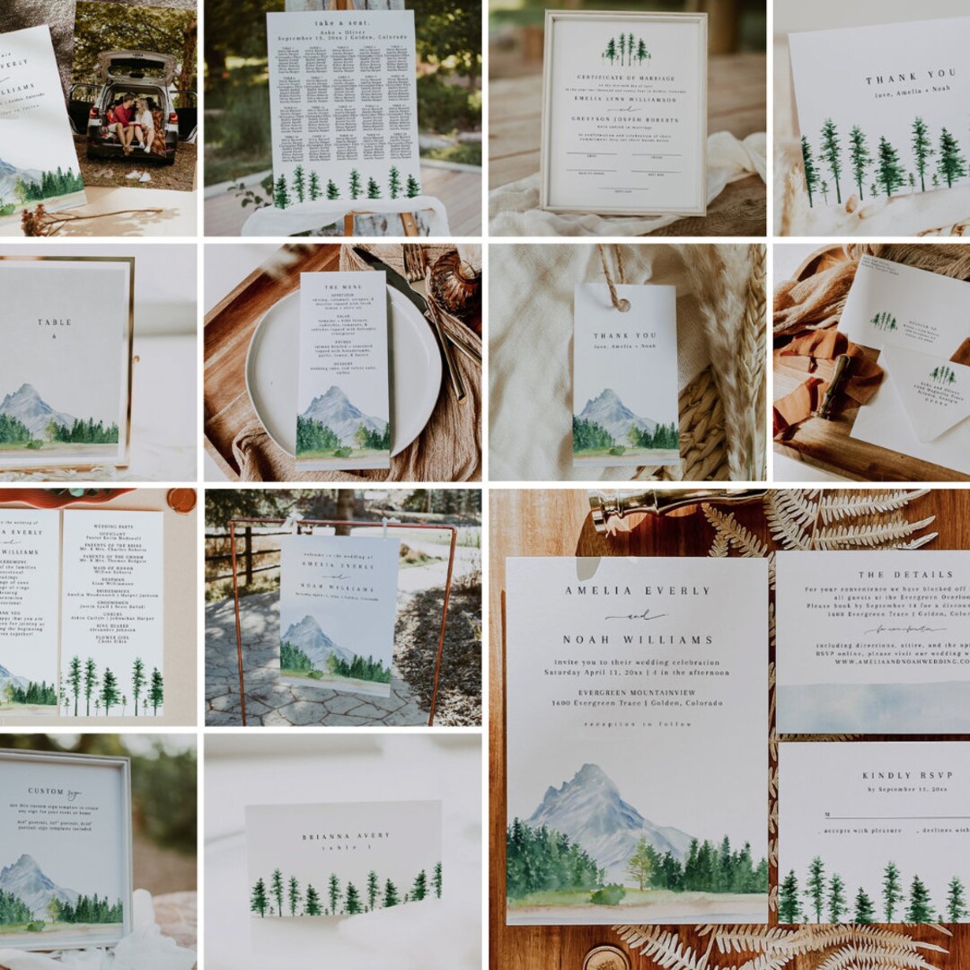 Mountain Wedding Template Bundle, Wedding Template Bundle Editable ...