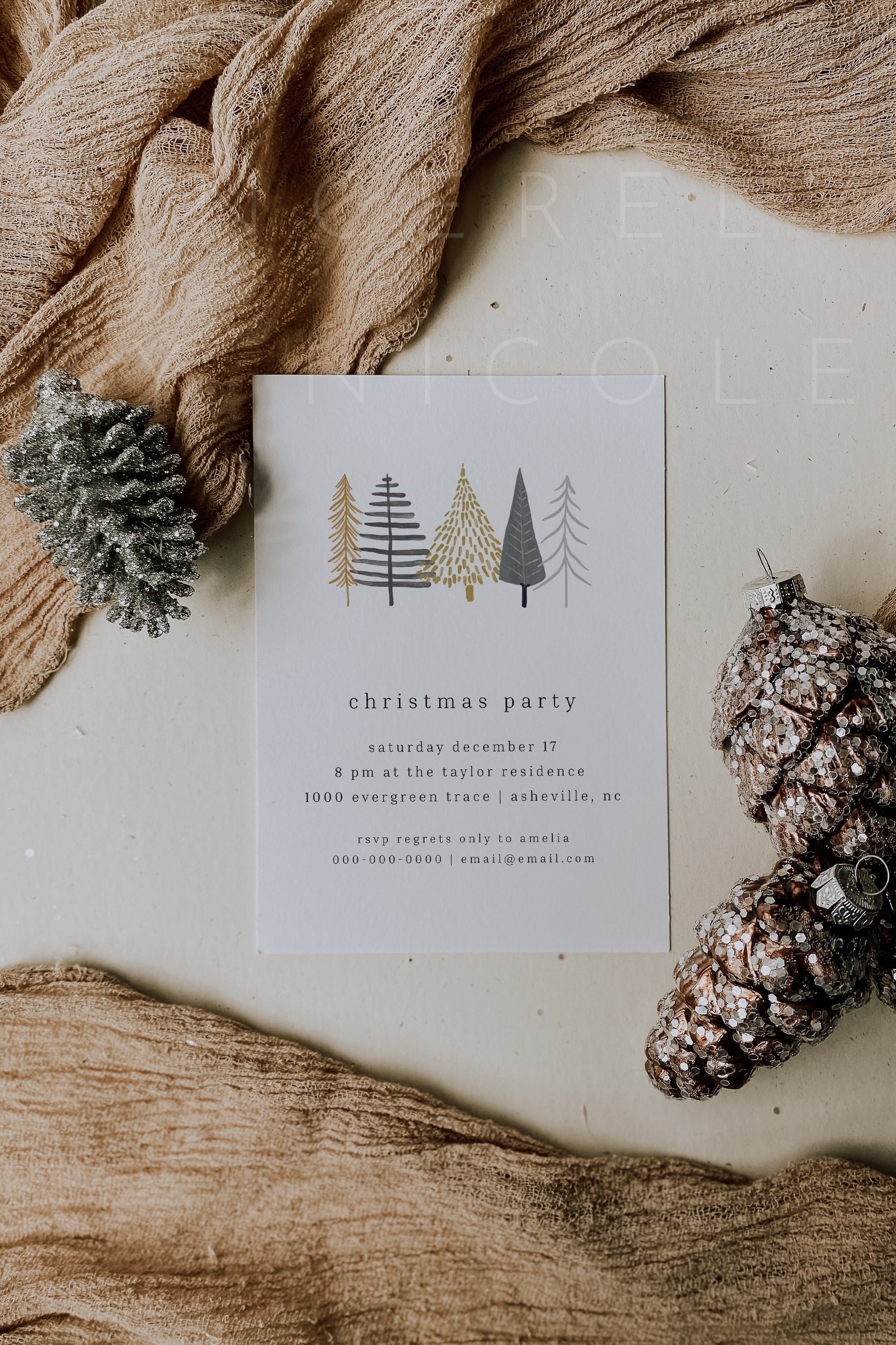 Modern Simple Christmas Party Invitation Template Minimalist - Etsy