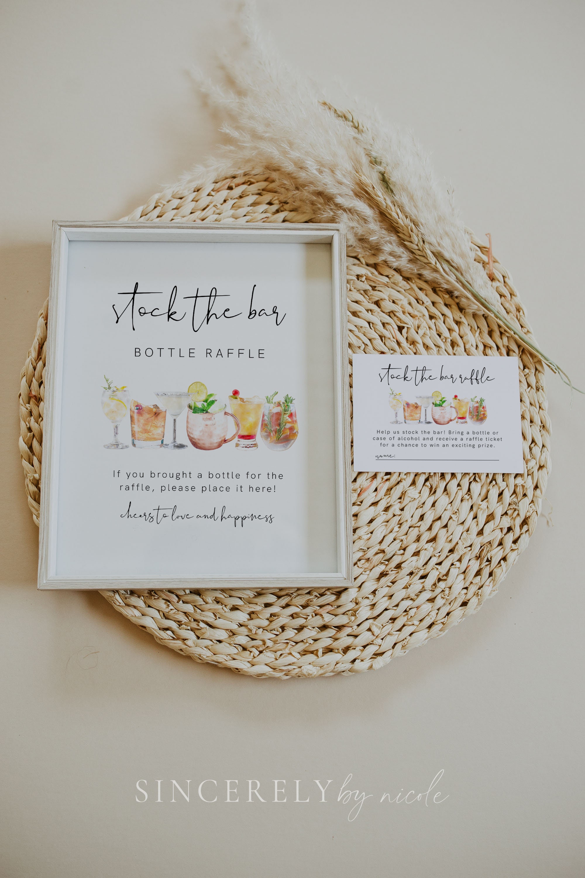 Stock the Bar Raffle Ticket Template, Couples Shower Bottle Raffle Game ...