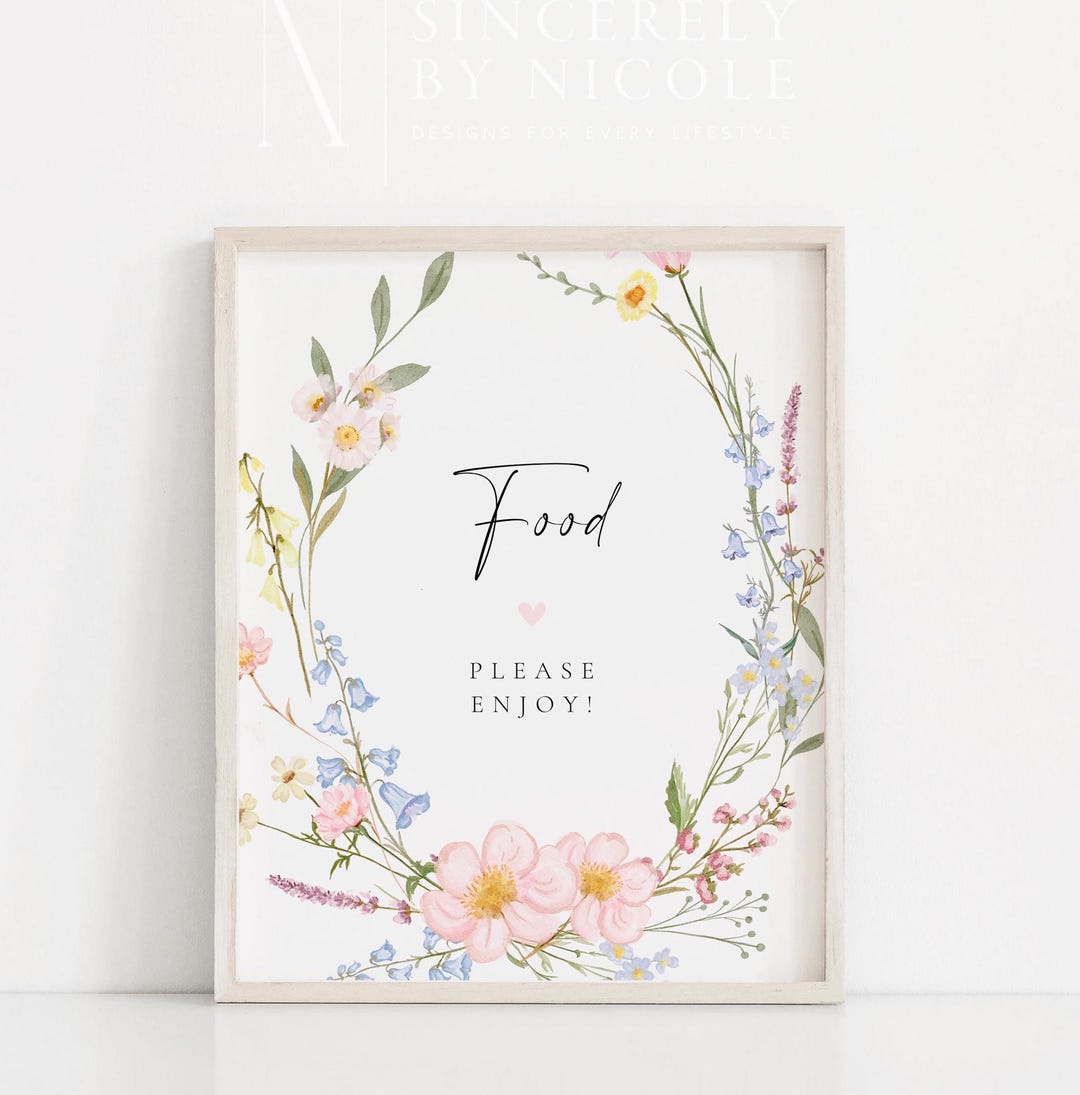 Wildflower Baby Shower Food Table Sign, Floral Food Sign Bridal Shower ...