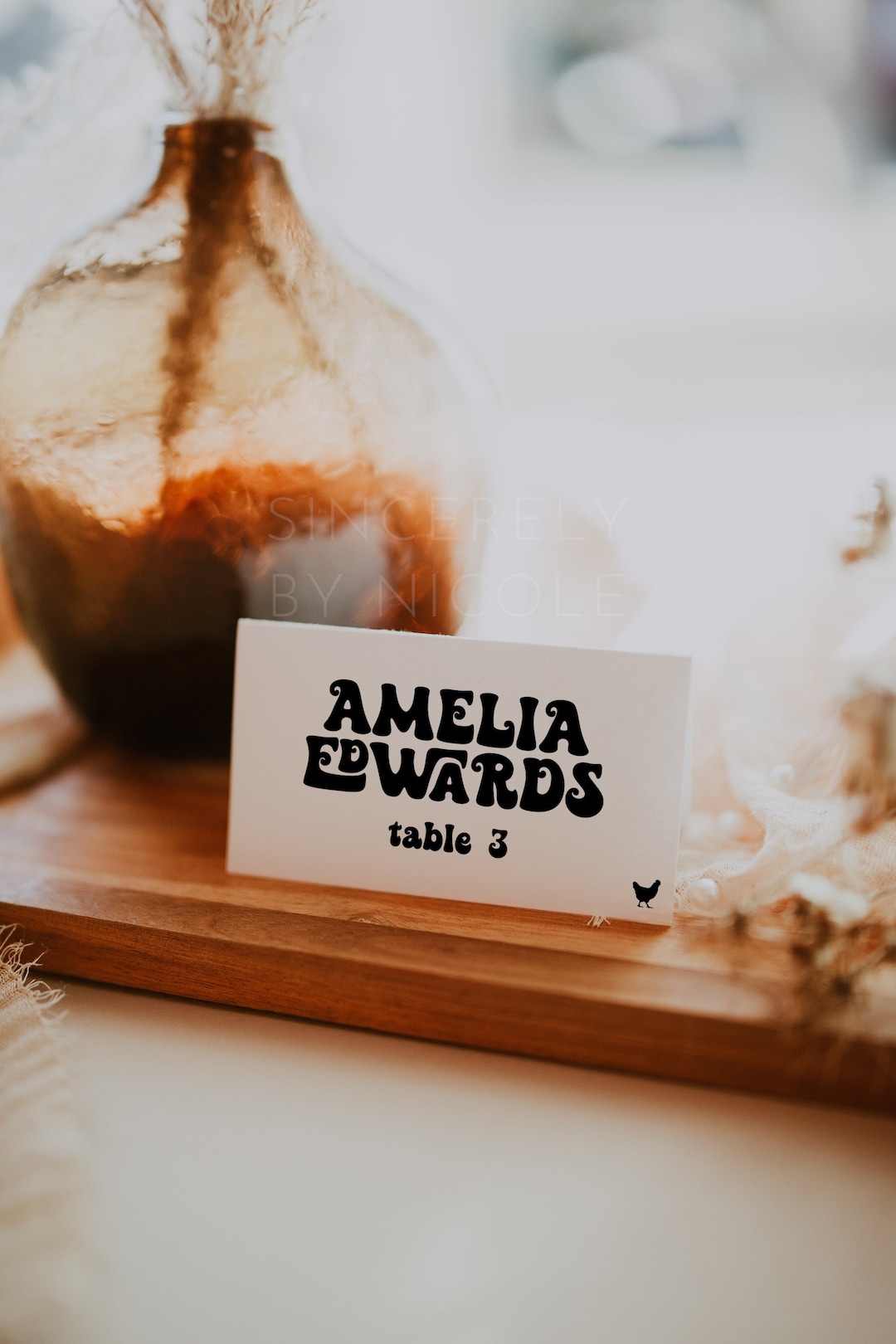 Editable Place Card Template, Retro Place Card Printable, DIY Place ...