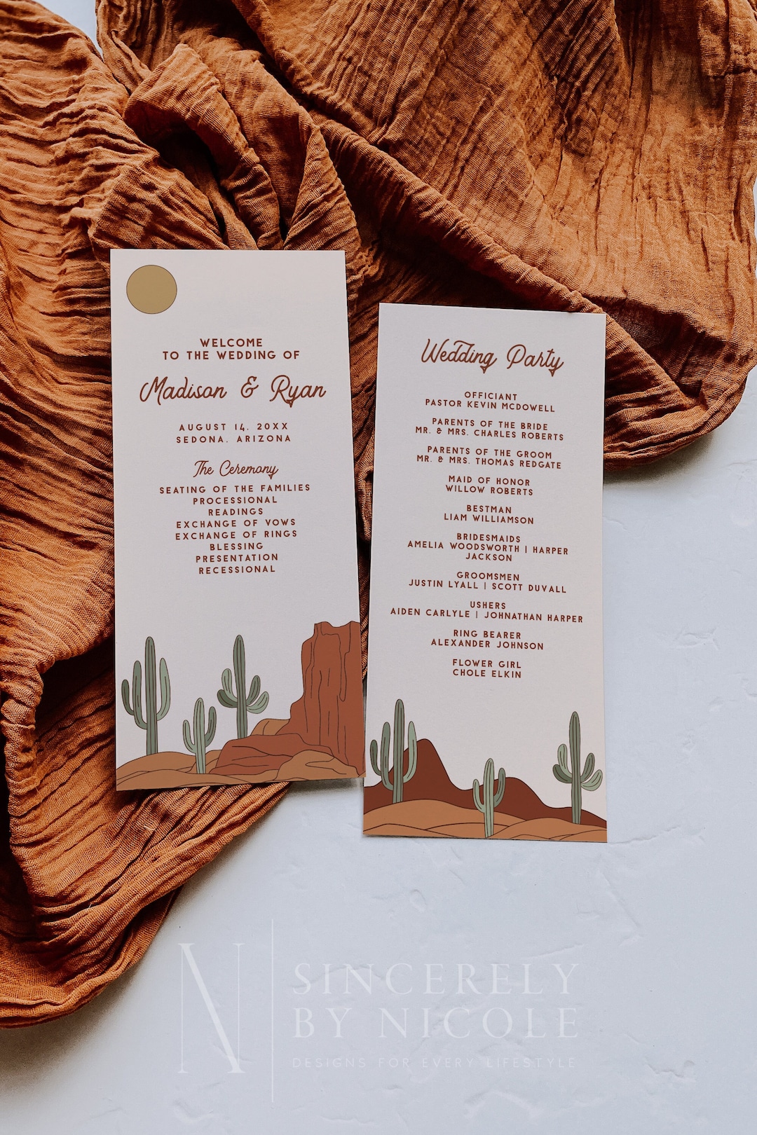 Desert Wedding Program, Western Wedding Program, Ranch Wedding Program ...