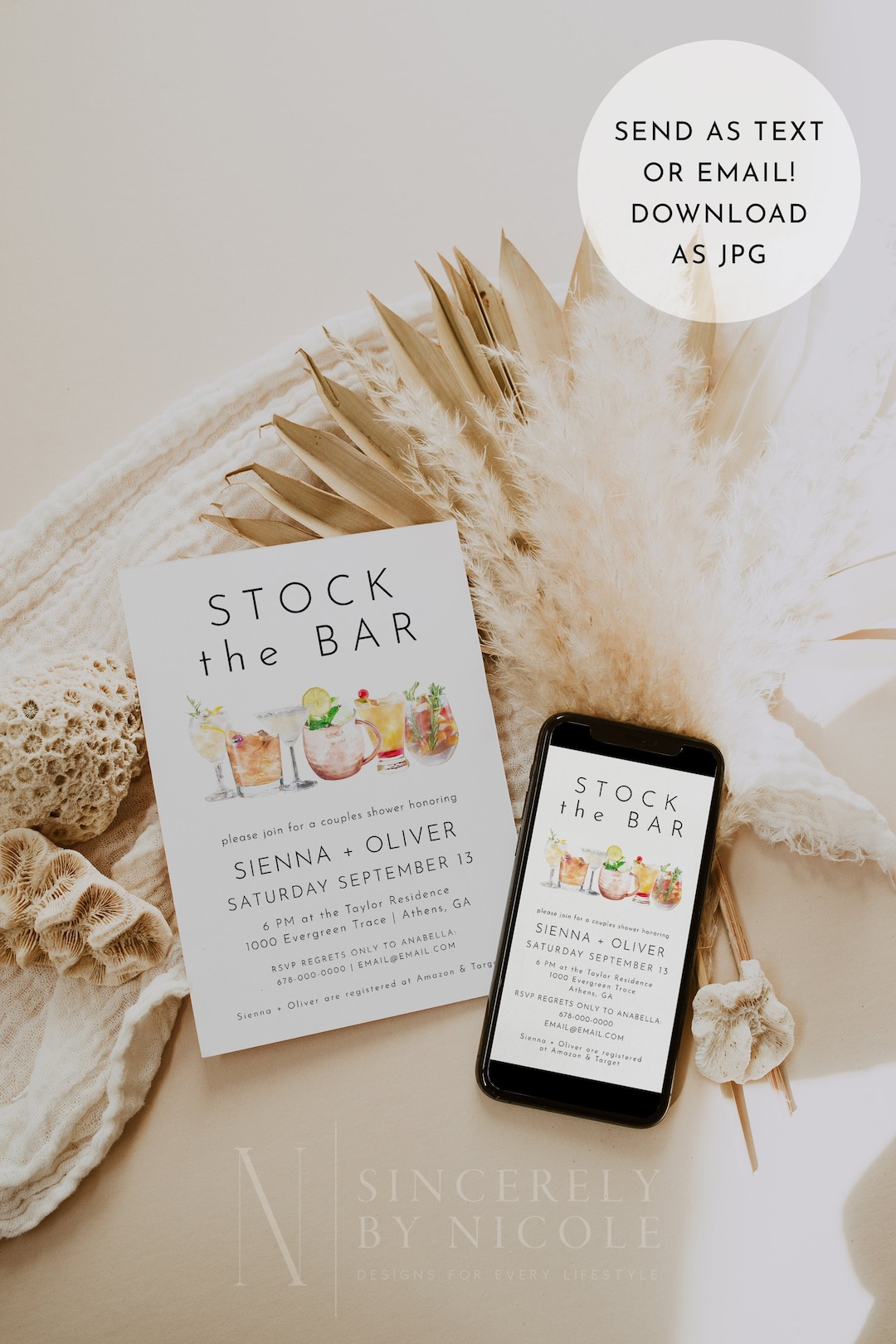 Stock the Bar Wedding Shower, Instant Download Couples Shower Invite ...