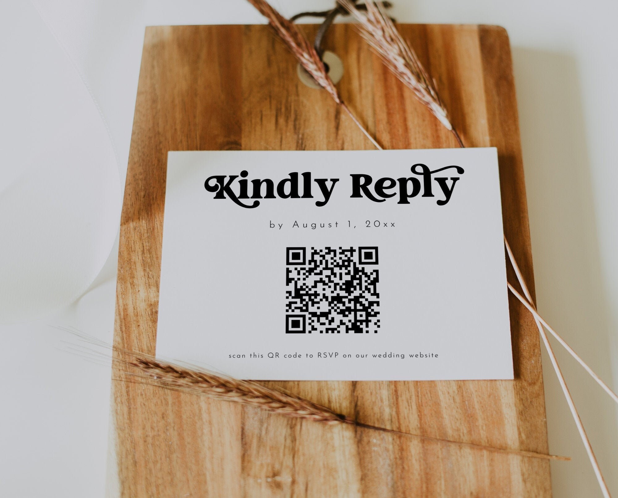 QR Code Response Card Editable Printable Retro RSVP Template - Etsy
