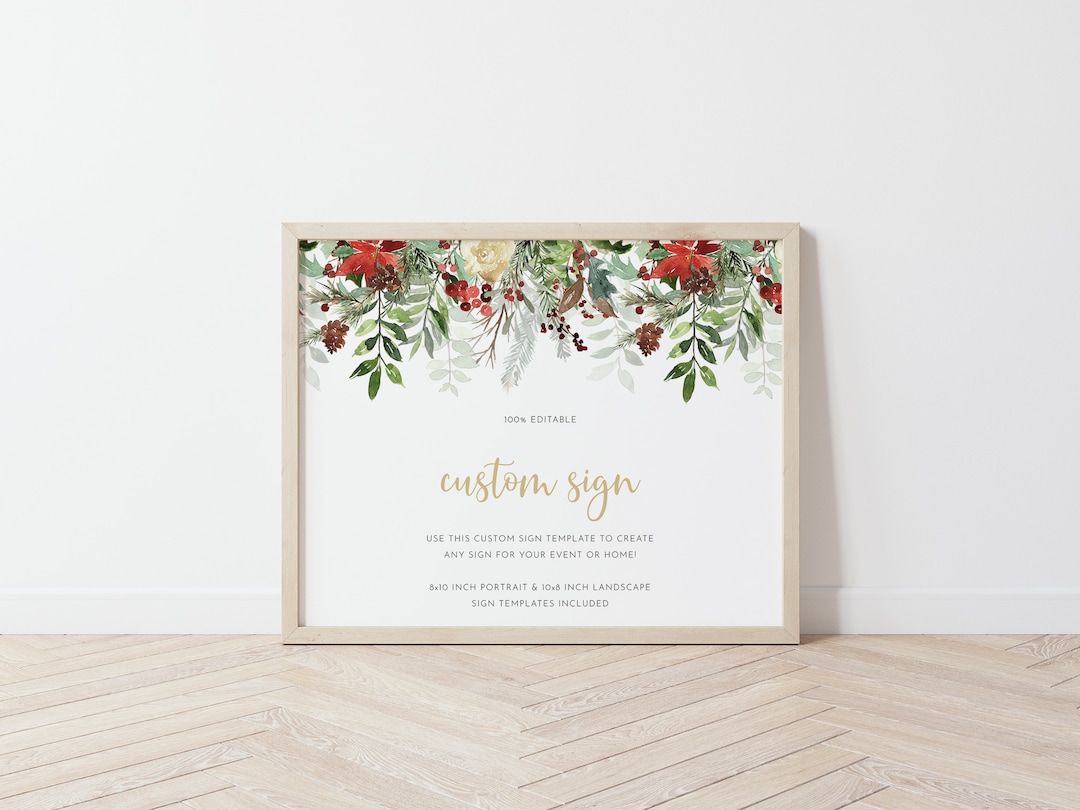 Holiday Custom Sign Template, Editable Christmas Sign Template ...