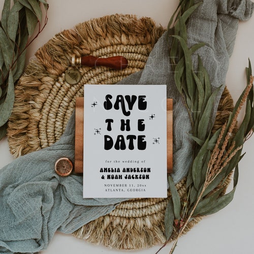 Save the Date / Retro Groovy - Etsy
