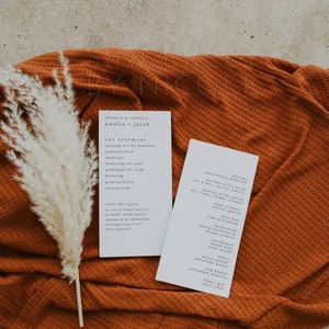 Modern Wedding Program Template, Minimalist Order of Service, Boho Wedding Program, Editable ...