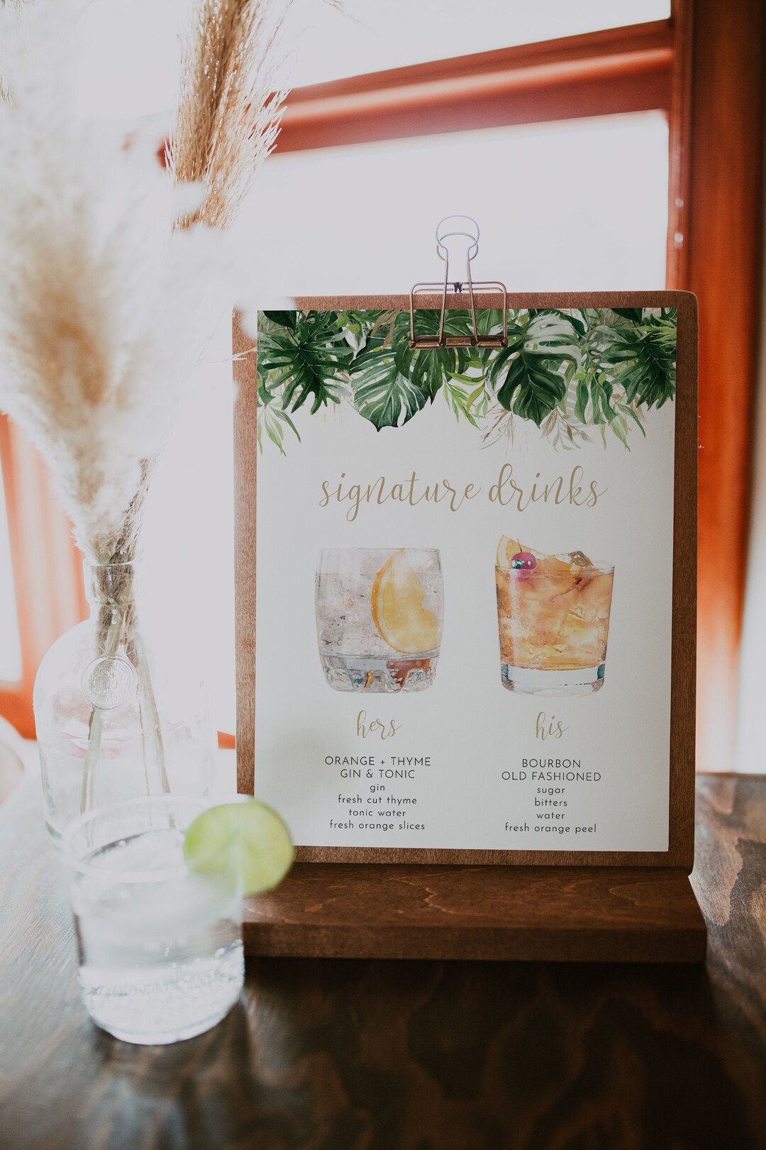 Beach Wedding Signature Drink Sign, Editable Signature Cocktails ...